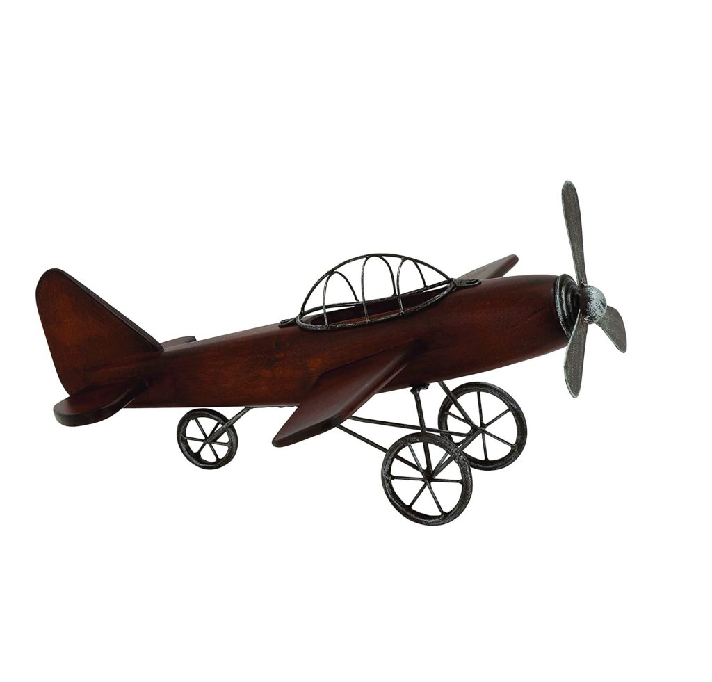 AIRPLANE WOODEN BROWN TRAVEL PROP