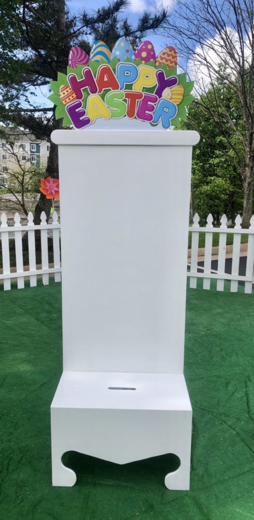 EASTER BUNNY THRONE CHAIR HIGH BACK WHITE