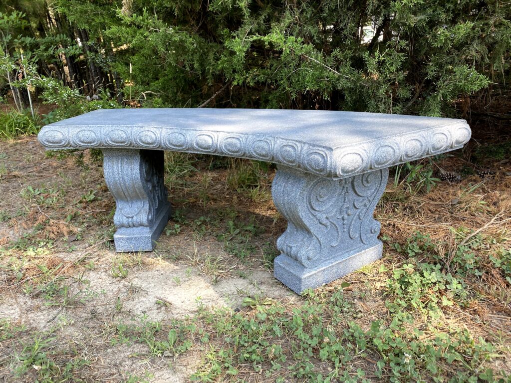 CURVED BENCH FAUX CONCRETE OR GRANITE