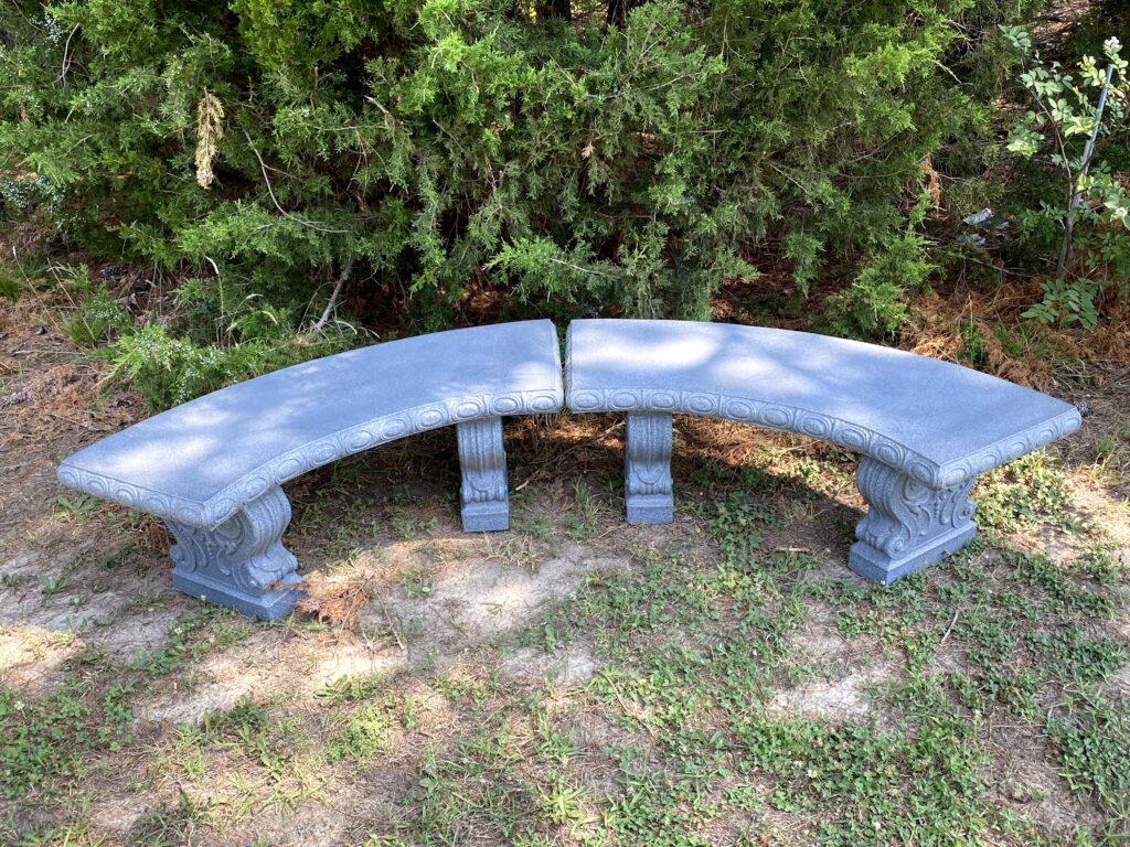 CURVED BENCH FAUX CONCRETE OR GRANITE