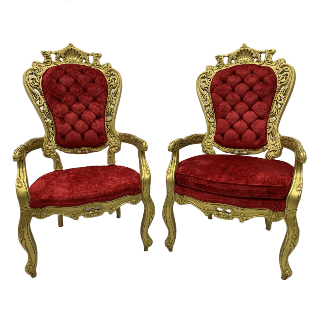 SANTA THRONE CHAIRS Set RED AND GOLD