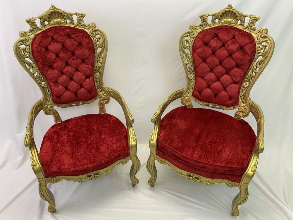 SANTA THRONE CHAIRS Set RED AND GOLD
