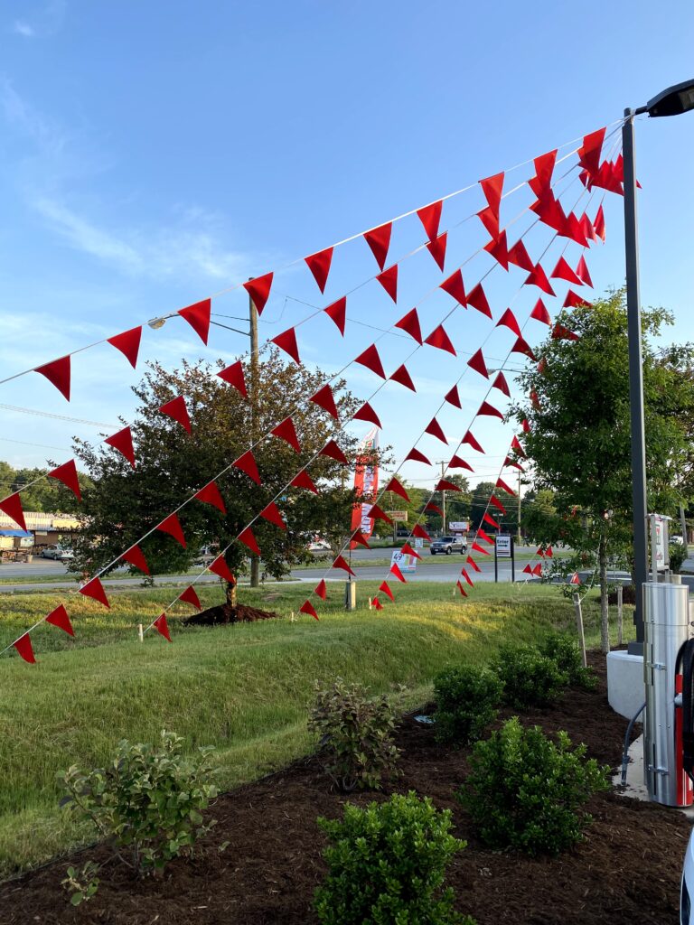RED STRINGED PENNANT FLAGS