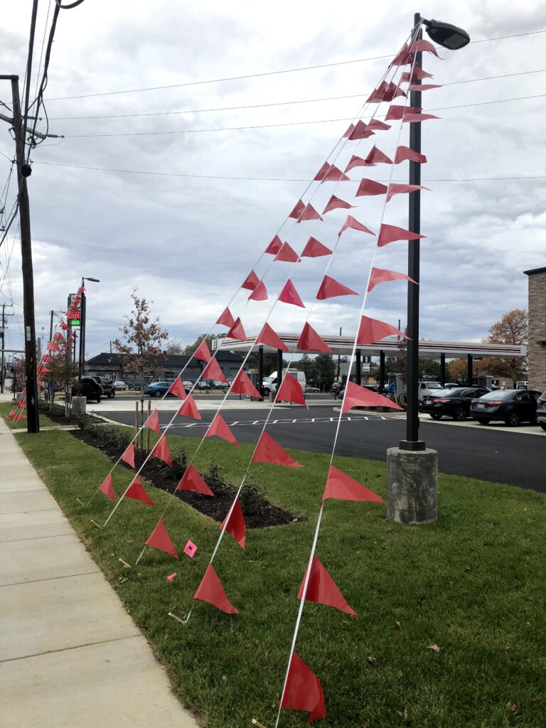 RED STRINGED PENNANT FLAGS