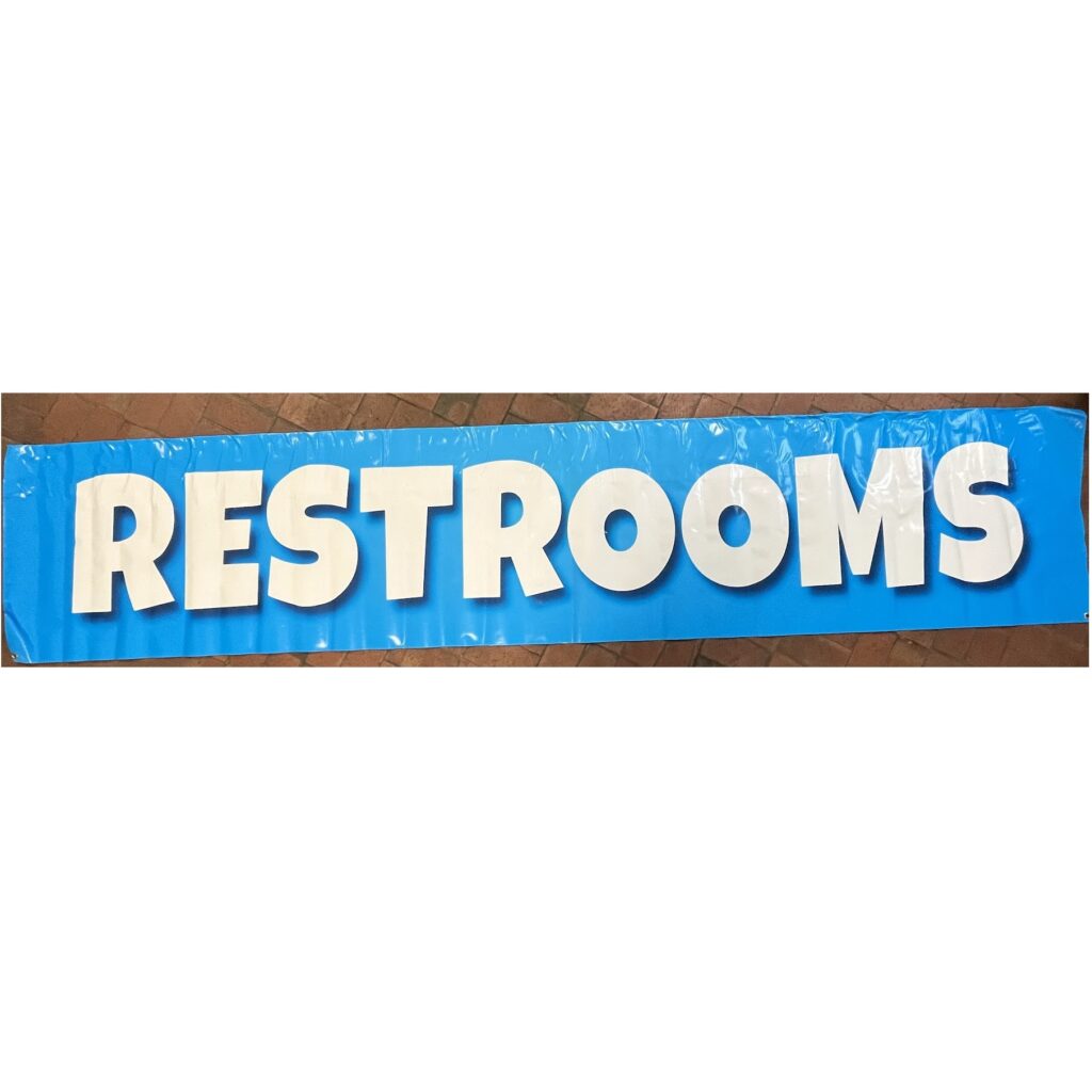 RESTROOMS LIGHT BLUE LARGE BANNER
