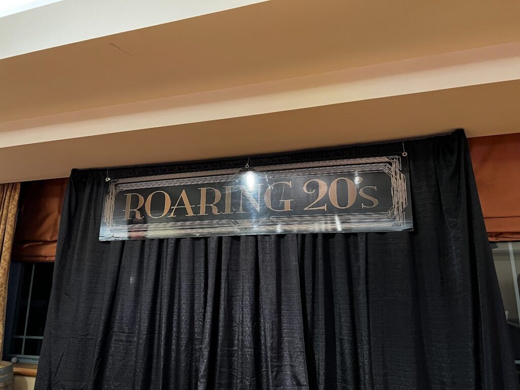 ART DECO BANNER BLACK AND GOLD ROARING 20s SIGN