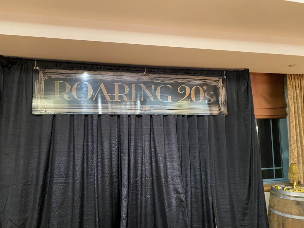 ART DECO BANNER BLACK AND GOLD ROARING 20s SIGN