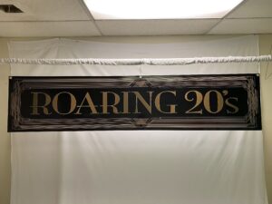 ART DECO BANNER BLACK AND GOLD ROARING 20s SIGN
