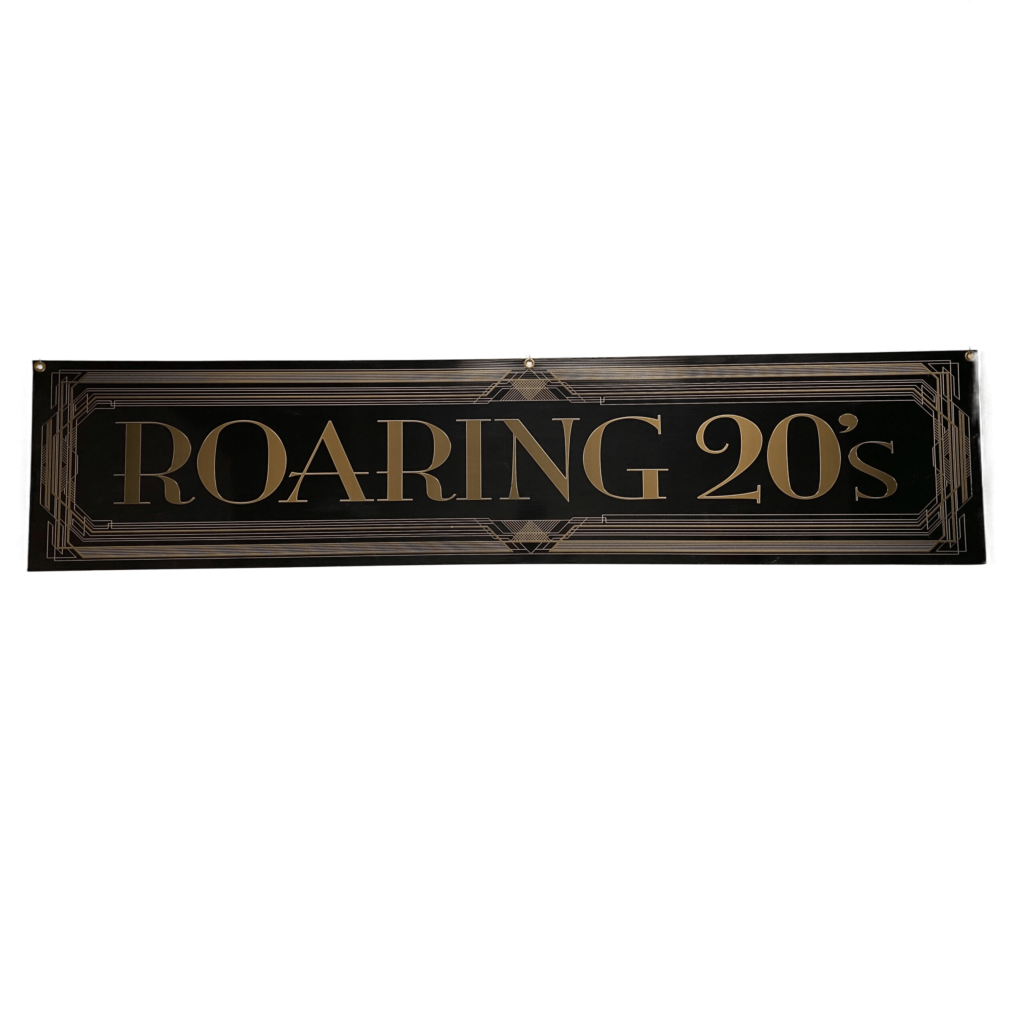 ART DECO BANNER BLACK AND GOLD ROARING 20s SIGN