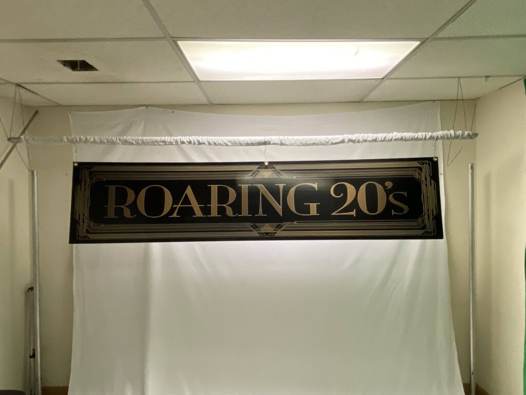 ART DECO BANNER BLACK AND GOLD ROARING 20s SIGN