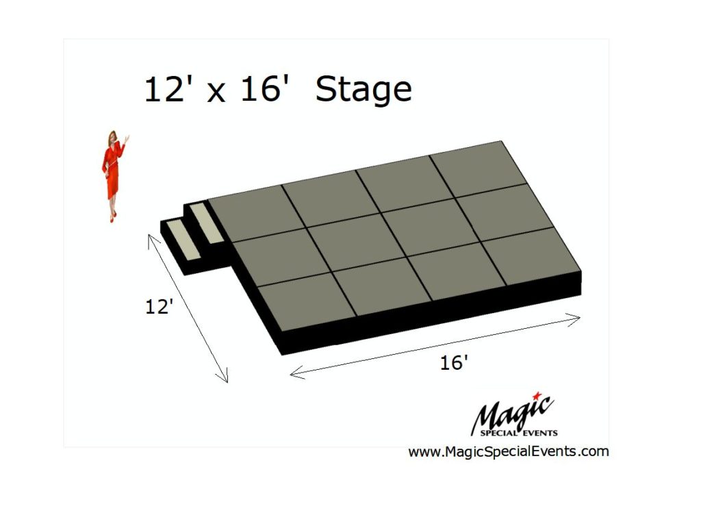 STAGE or PLATFORM INSTALLATION 12′ X 16′ (Feet) TALL – 6″ – 29″ (Height)