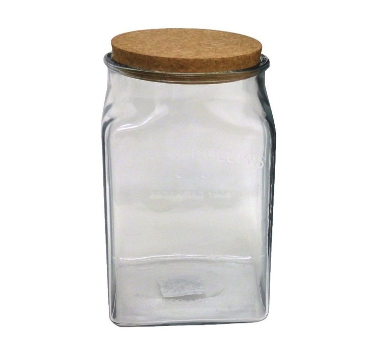 GLASS JAR SQUARE WITH CORK LID