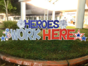HEROES WORK HERE YARD CARD SIGN